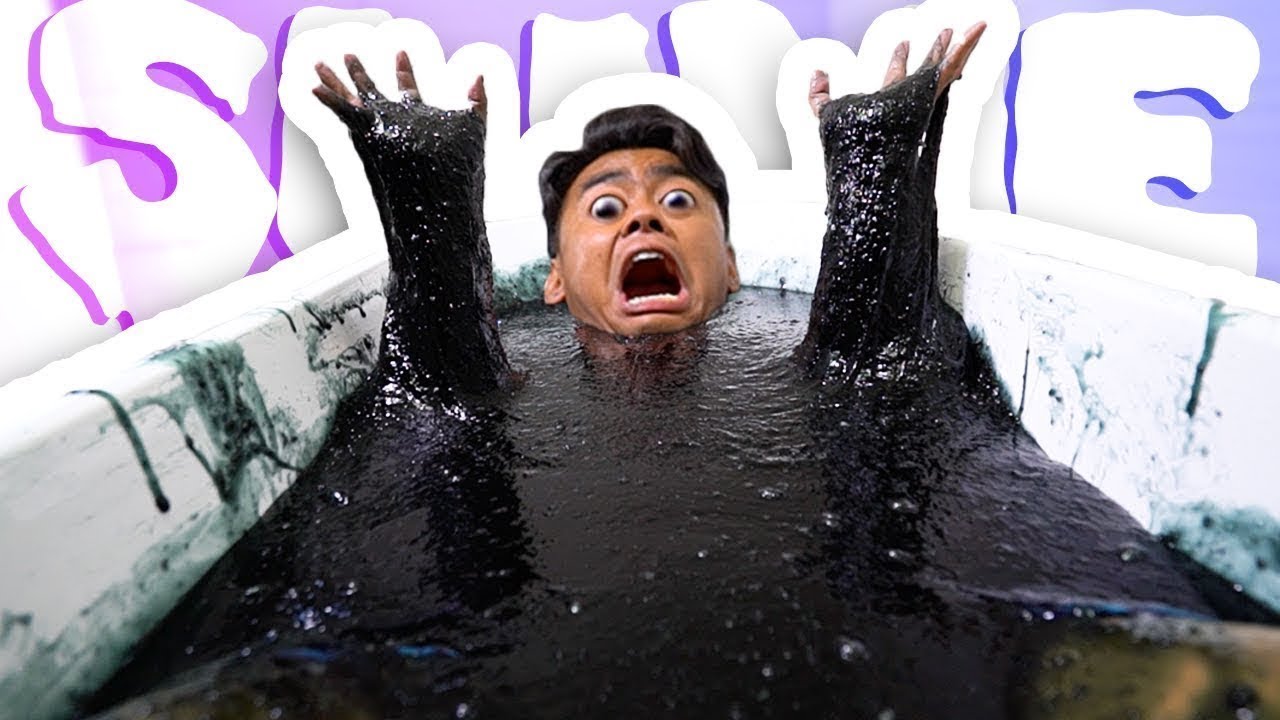 GOOEY BLACK SLIME BATH CHALLENGE! - YouTube