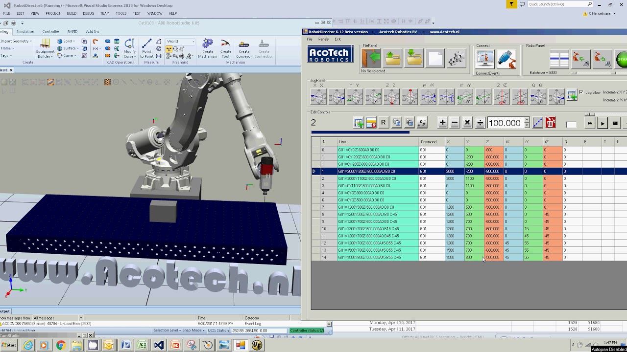 CNC Robot Milling Simulation with Robotstudio and RobotDirector - YouTube