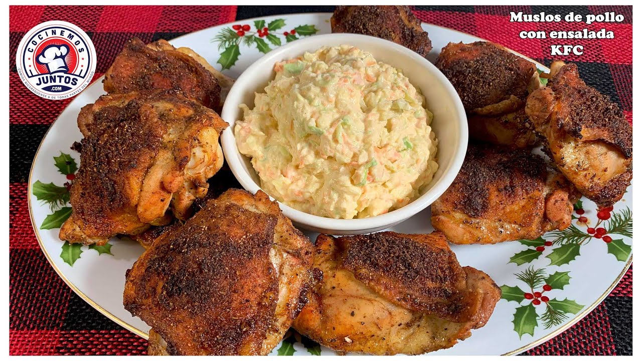 Crujientes muslos de pollo al horno con ensalada KFC - YouTube