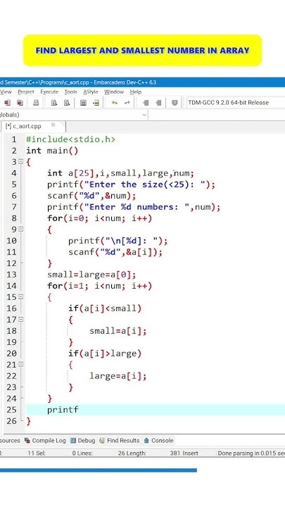 C Find Largest And Smallest Number In Array Fyp Shorts C Cpp Cprogramming Fypシ Viral