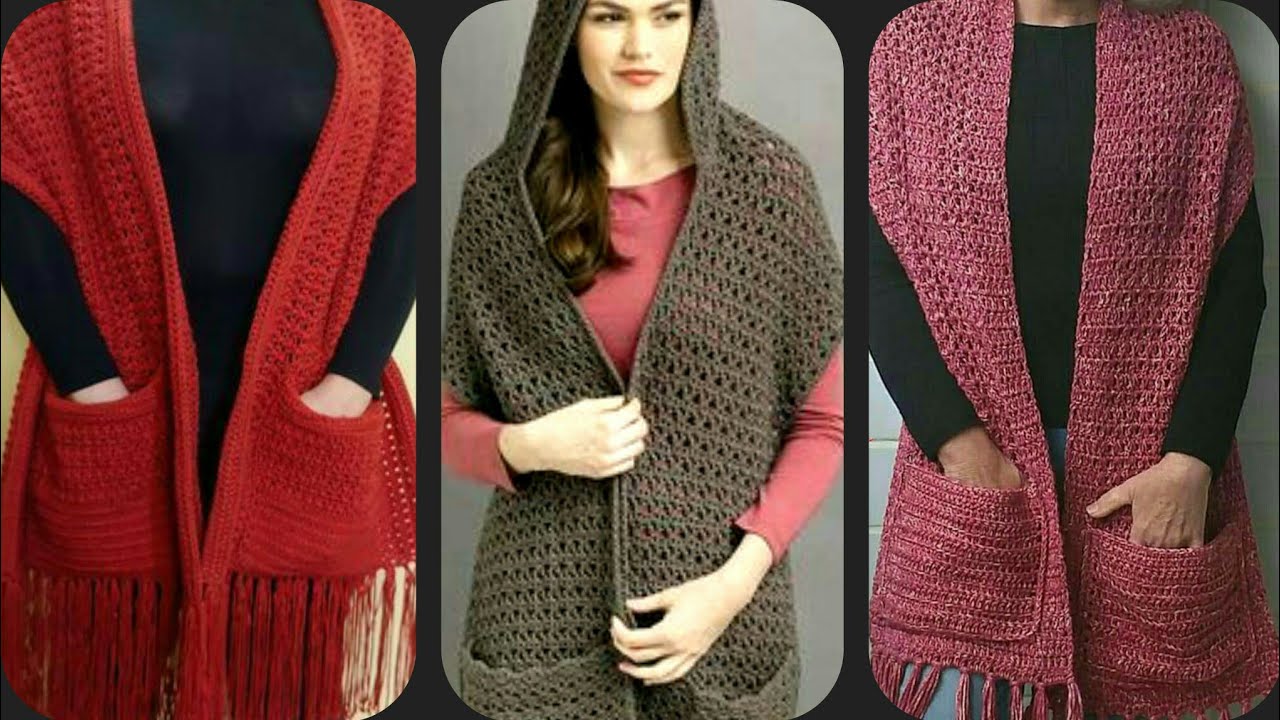 Crochet Shwal Good Cardigan poncho with Pocket /How to crochet a ...