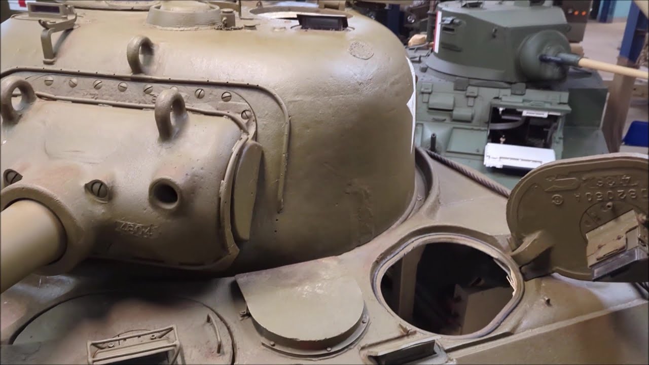 M4 Sherman with 105mm Gun and Duckbill track extensions, close up at ...