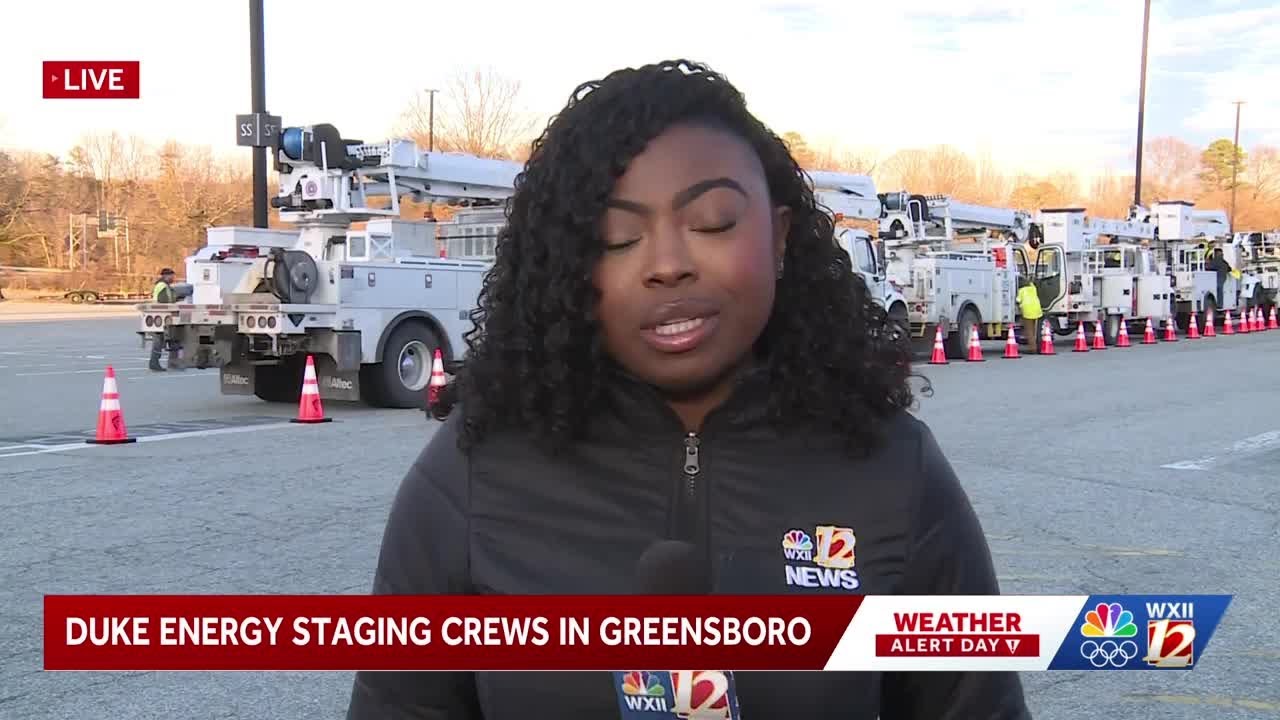 An update on winter storm prep from Duke Energy crew staging area in ...