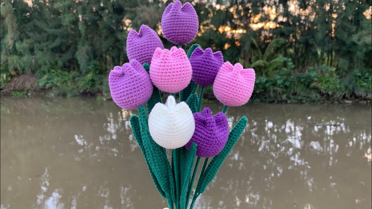 Crochet tulip- hướng dẫn móc hoa tulip tròn - YouTube
