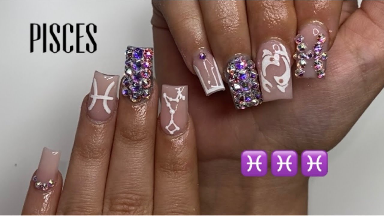 PISCES NAIL ART!♓️BIRTHDAY NAILS💎 - YouTube