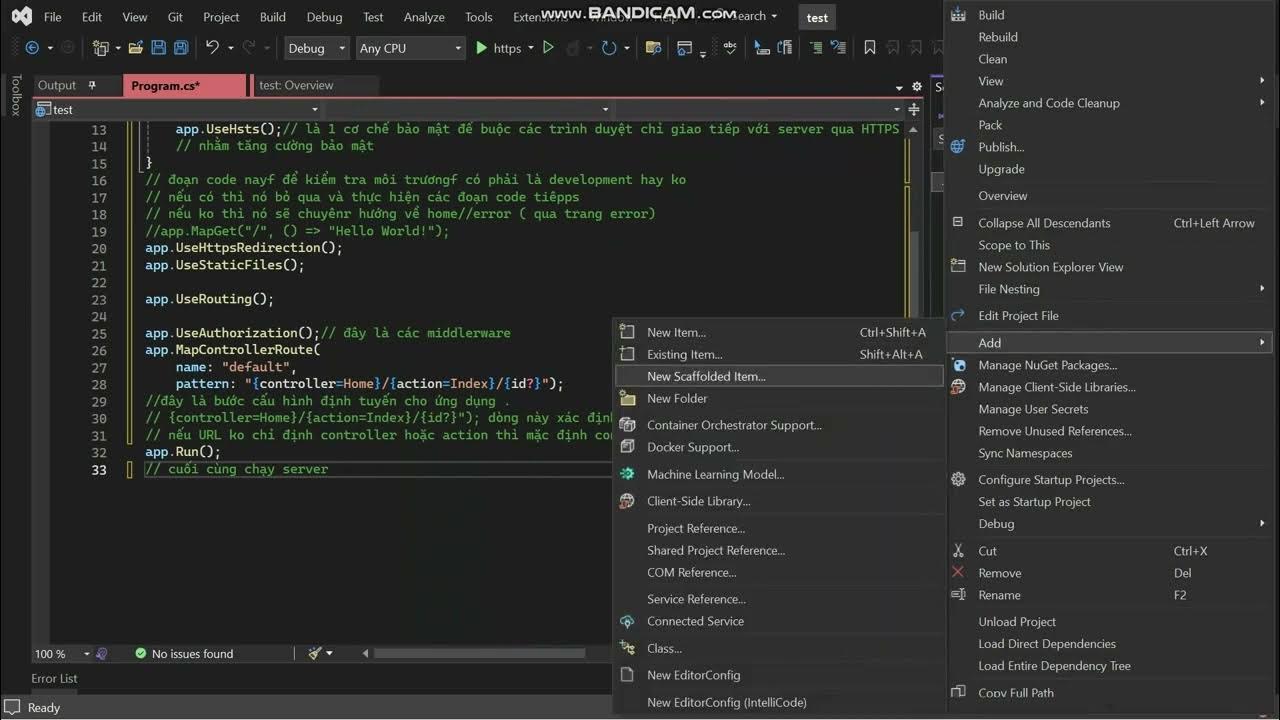 Tạo ứng dụng MVC từ 1 Empty ASP NET Core Project thành 1 ASP NET Core MVC Project - YouTube