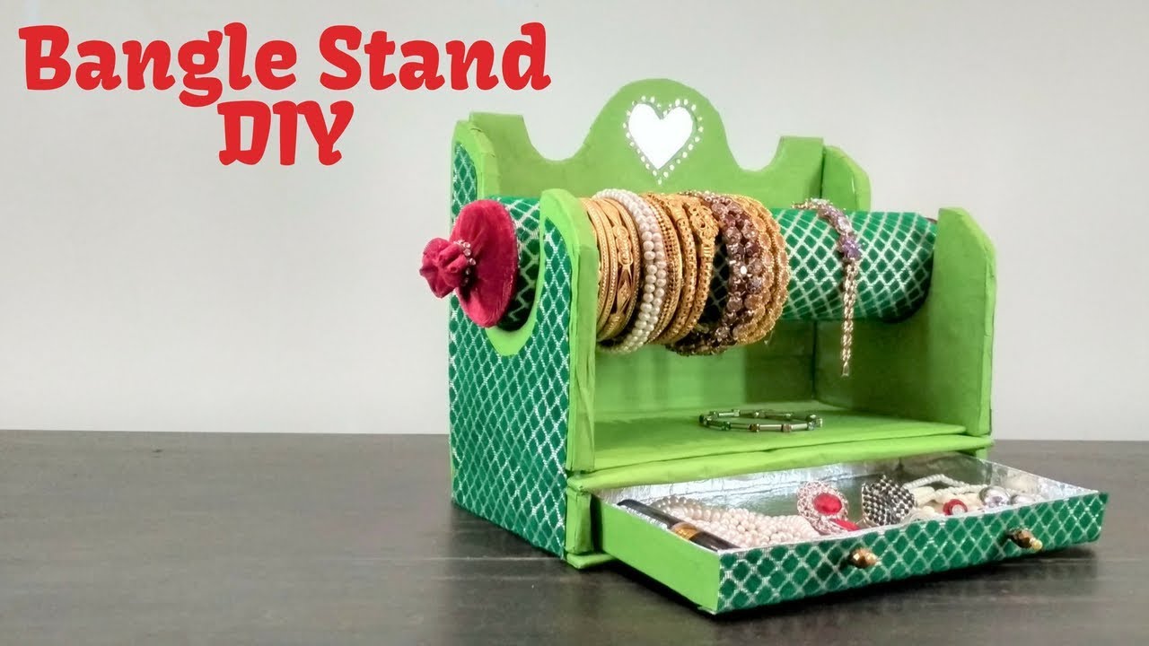 Easy Best Out of Waste Craft Idea | Cardboard Box Bangles Stand ...