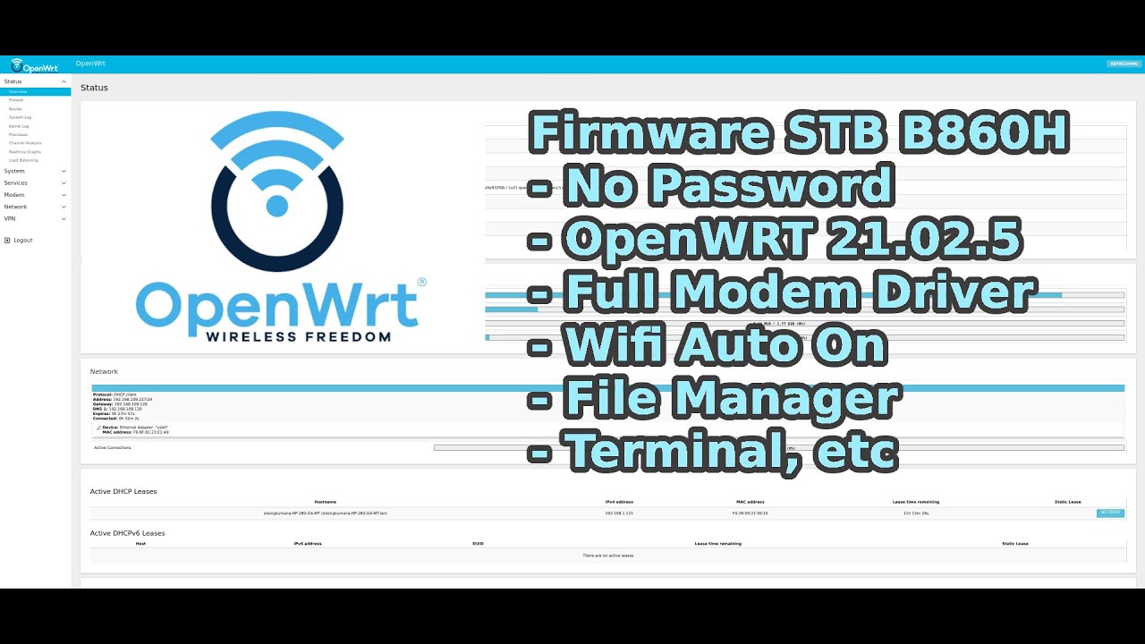 OpenWrt STB - Fw B860H V21.02.5 Wifi Auto On and Full Driver Modem - YouTube