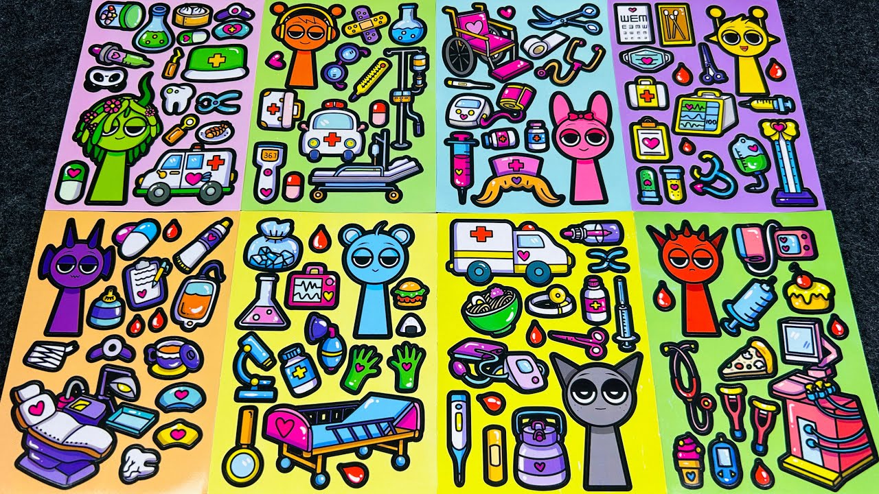 ASMR Satisfying Sticker Collage with Incredibox Sprunki Hospital ...