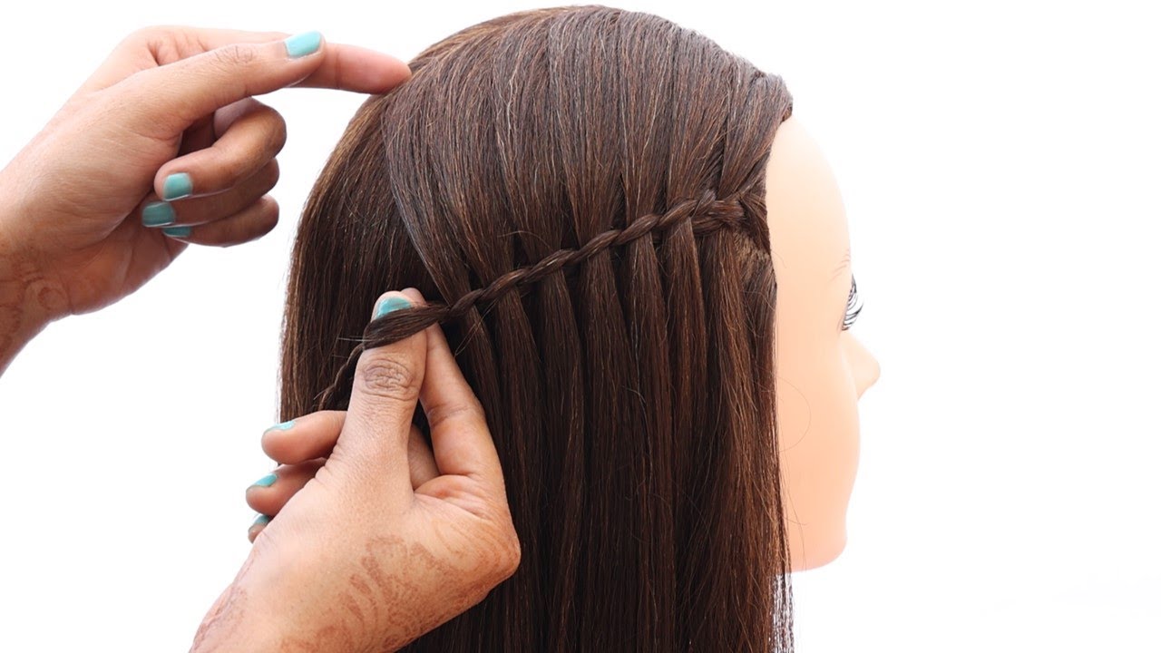 easy waterfall hairstyle- beautiful hairstyle for wedding | open ...