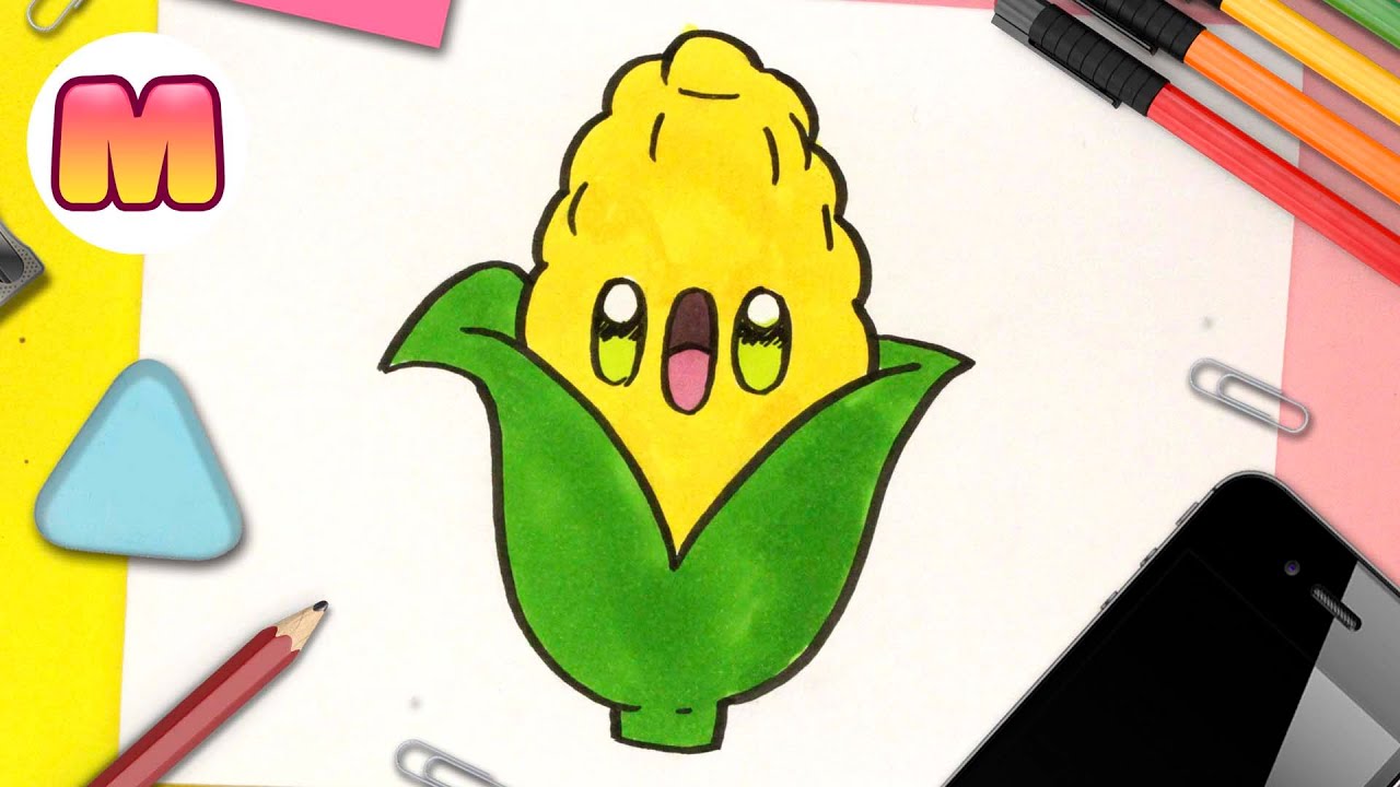 COMO DIBUJAR UNA MAZORCA DE MAIZ KAWAII - dibujos kawaii faciles - como ...