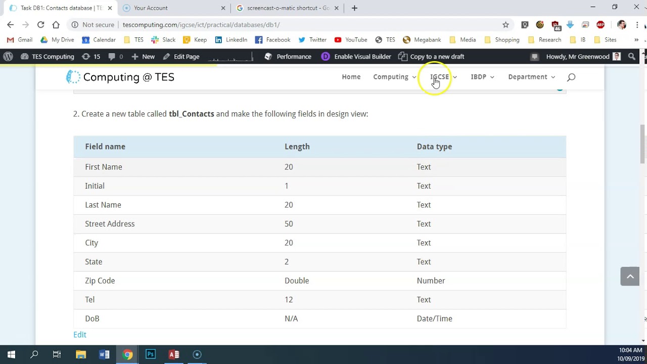 IGCSE ICT DB1.2a - Table design view, fields and data types - YouTube