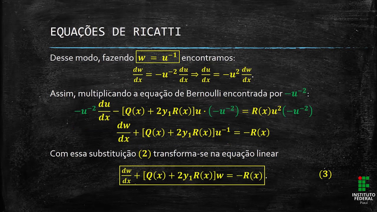 Aula 18 de EDO Equações de Ricatti - YouTube
