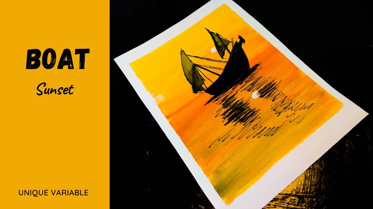 Watercolor painting tutorial | How to draw Boat sunset #art # ...