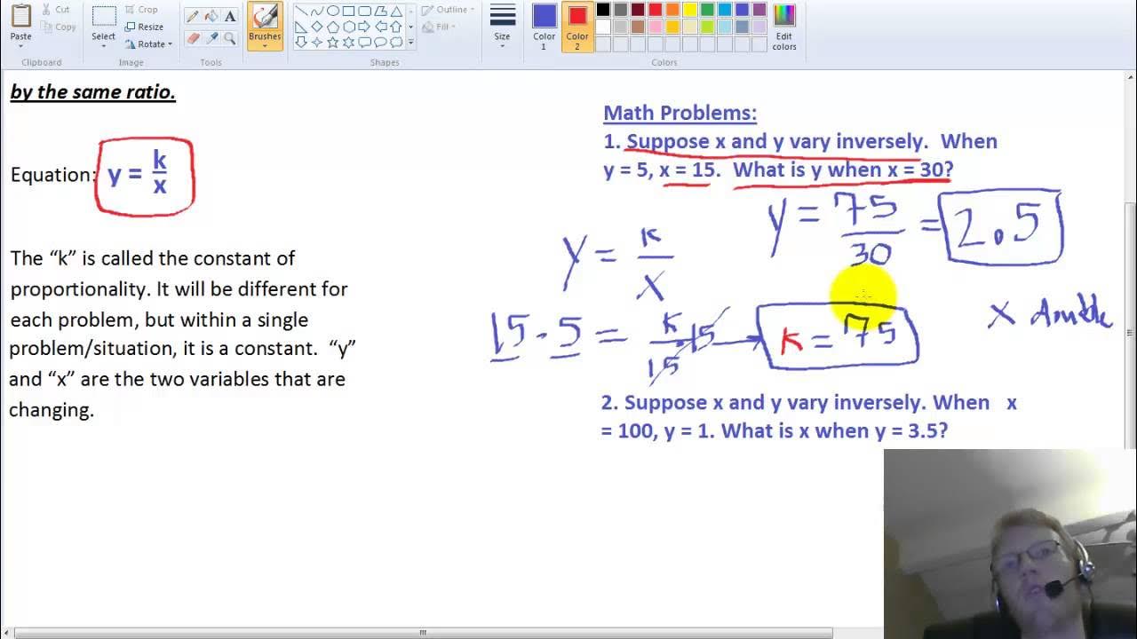 Algebra 1 Inverse Variation - YouTube