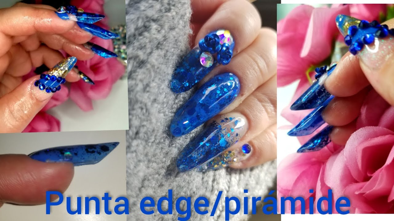 uñas punta edge. uñas pirámide con tip regular. uñas en casa. - YouTube