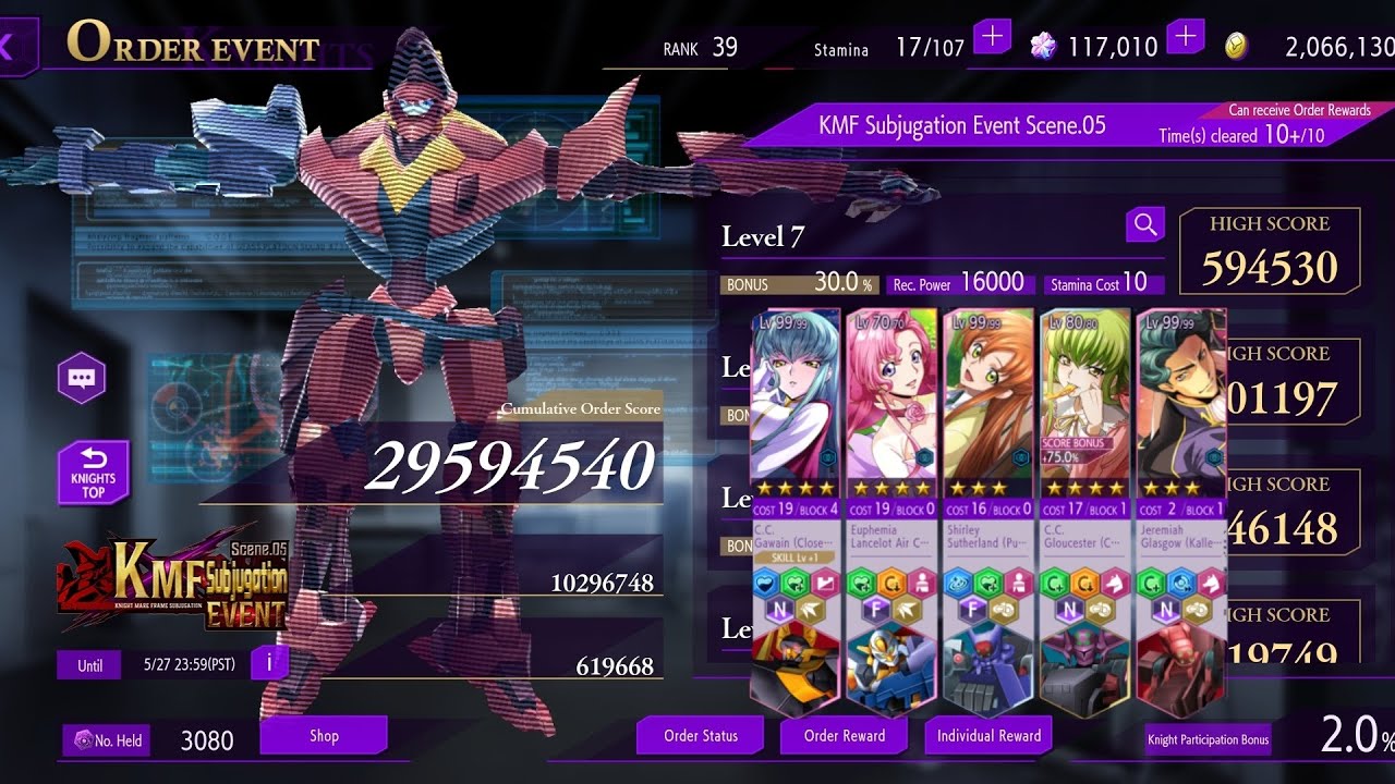 Code Geass lost stories kmf subjugation 5 Level 7 C.C solo with healer - YouTube