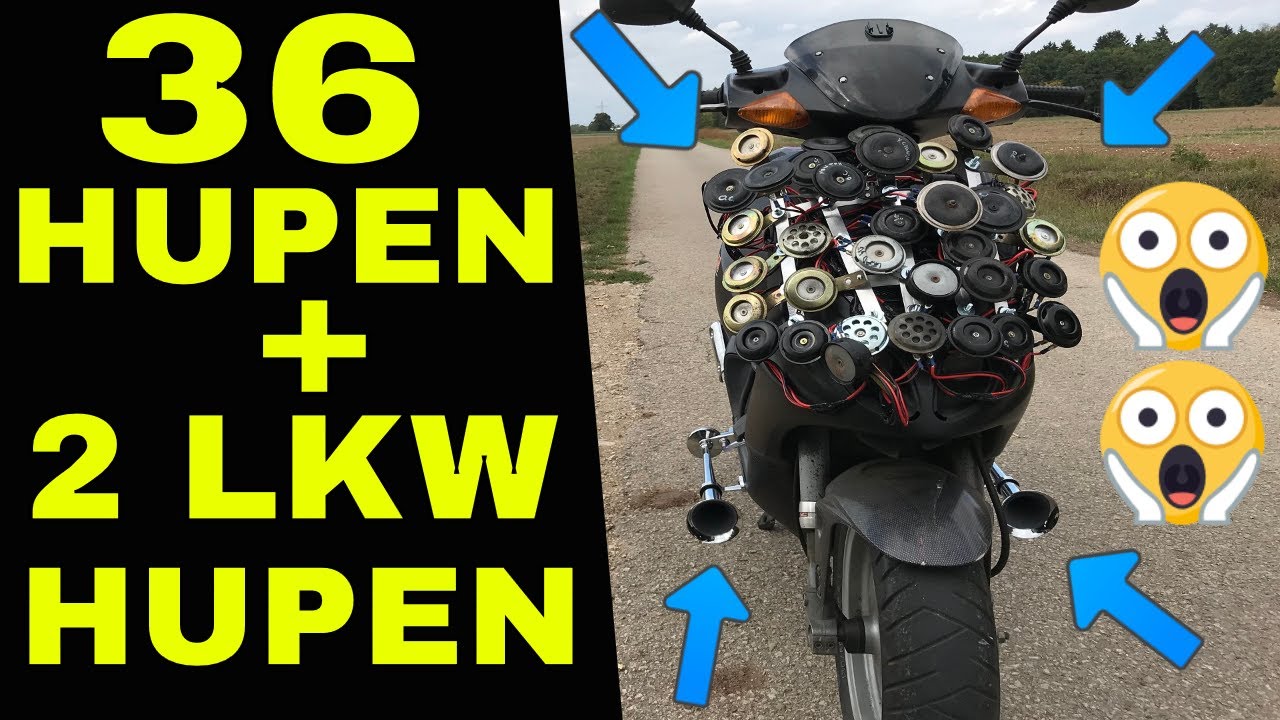 [FUN] 36 HUPEN + 2 LKW HUPEN am Roller montiert / wie laut wird es ...