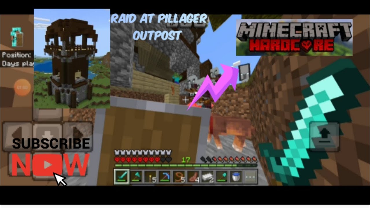 Raid At pillager outpost. |Minecraft |Hardcore😱#hardcore Minecraft #ep ...