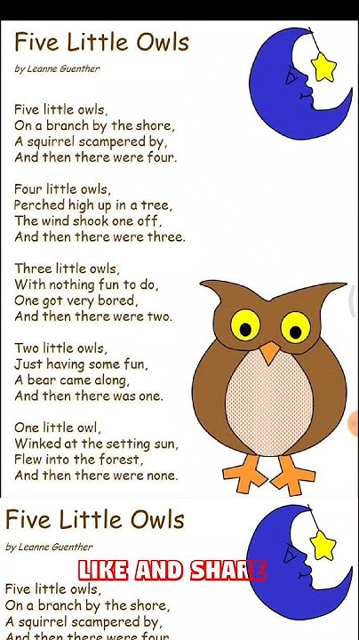 five little owls | five little owls poem | majedar kavita | kavitaen ...