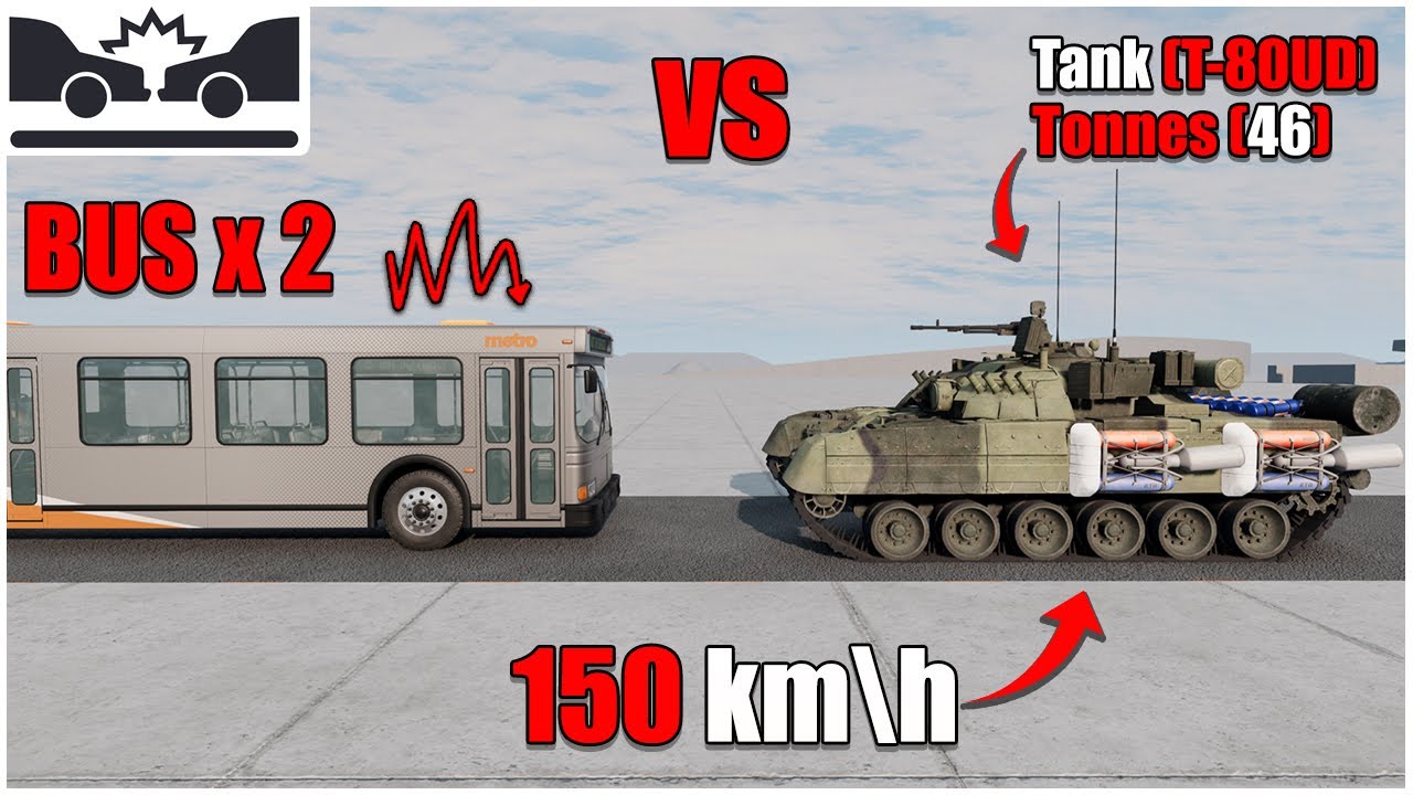 Tank (T-80UD) VS BUS ( X2 ) 150 km\h Tonnes (46) (#45) | #bus #body # ...