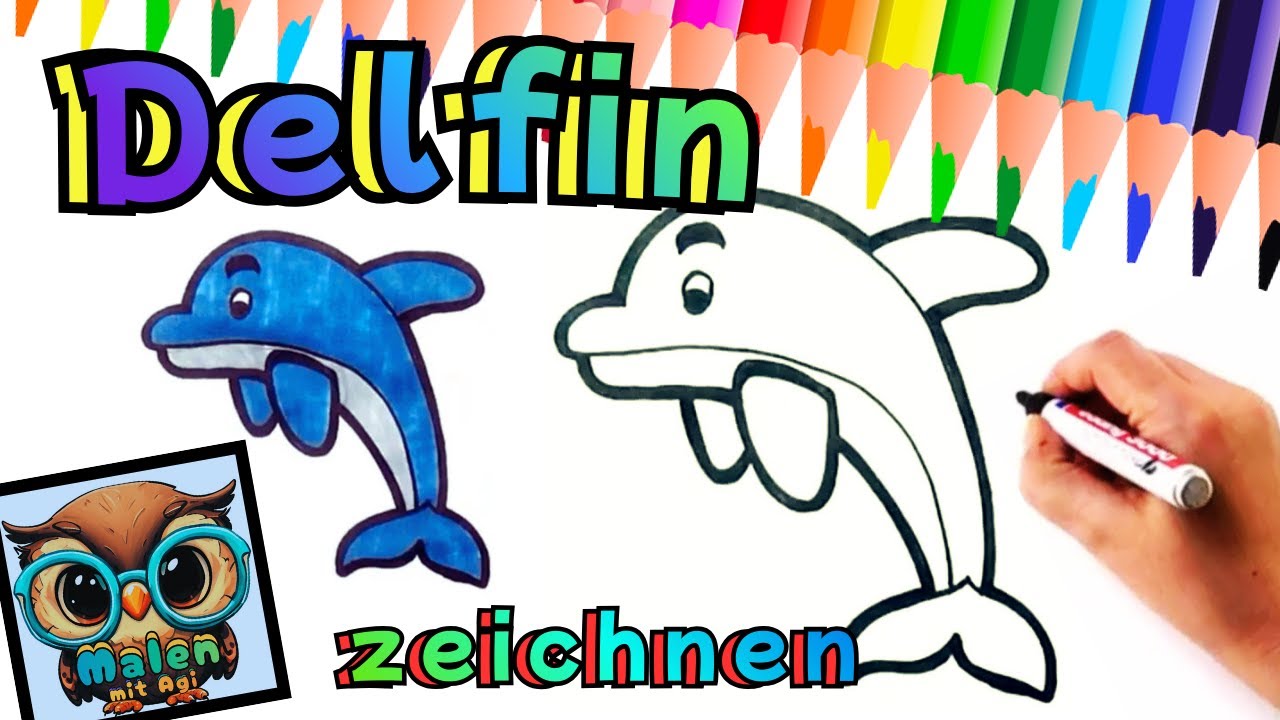 Wie malt man ein Delfin / Fisch malen ️ einfach zeichnen für Kinder ...