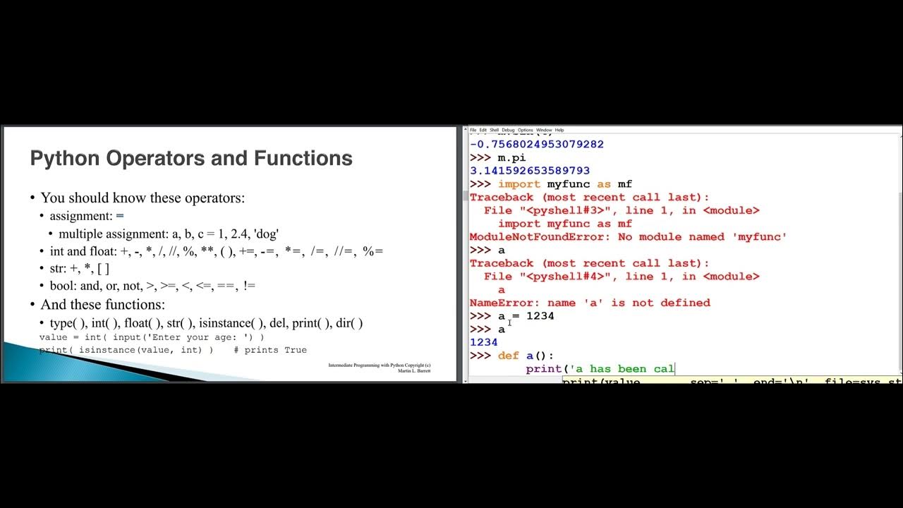 Intermediate Python A3 2022 Week 1 Lecture 1 - YouTube