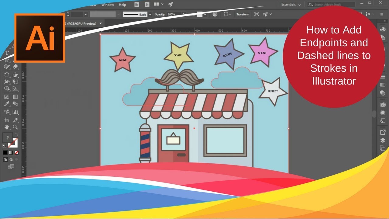 Adobe Illustrator CC - 26 - How to Add Endpoints and Dashed lines to Strokes in Illustrator ...
