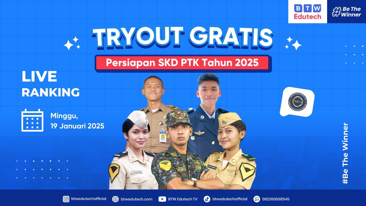 LIVE RANKING TRYOUT CAT-SKD (PTK) - TryOut Gratis SKD BTW Edutech 2025 - YouTube
