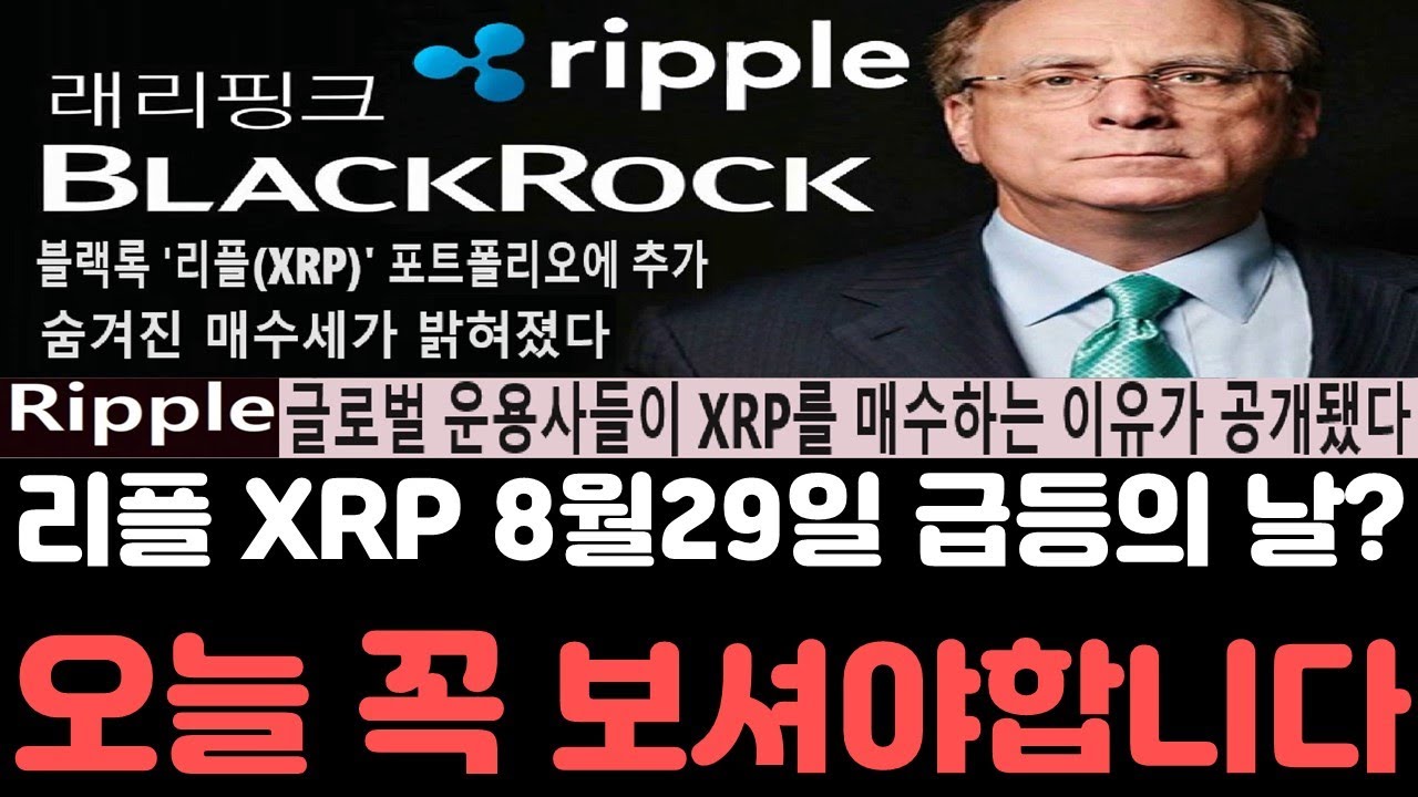리플전망 리플 Xrp 숨겨진 매수세가 밝혀지면서 8월29일 급등의 날을 알린 블랙록 오늘 영상은 꼭 보셔야합니다 리플전망 리플호재 리플급등 리플코인 리플소송