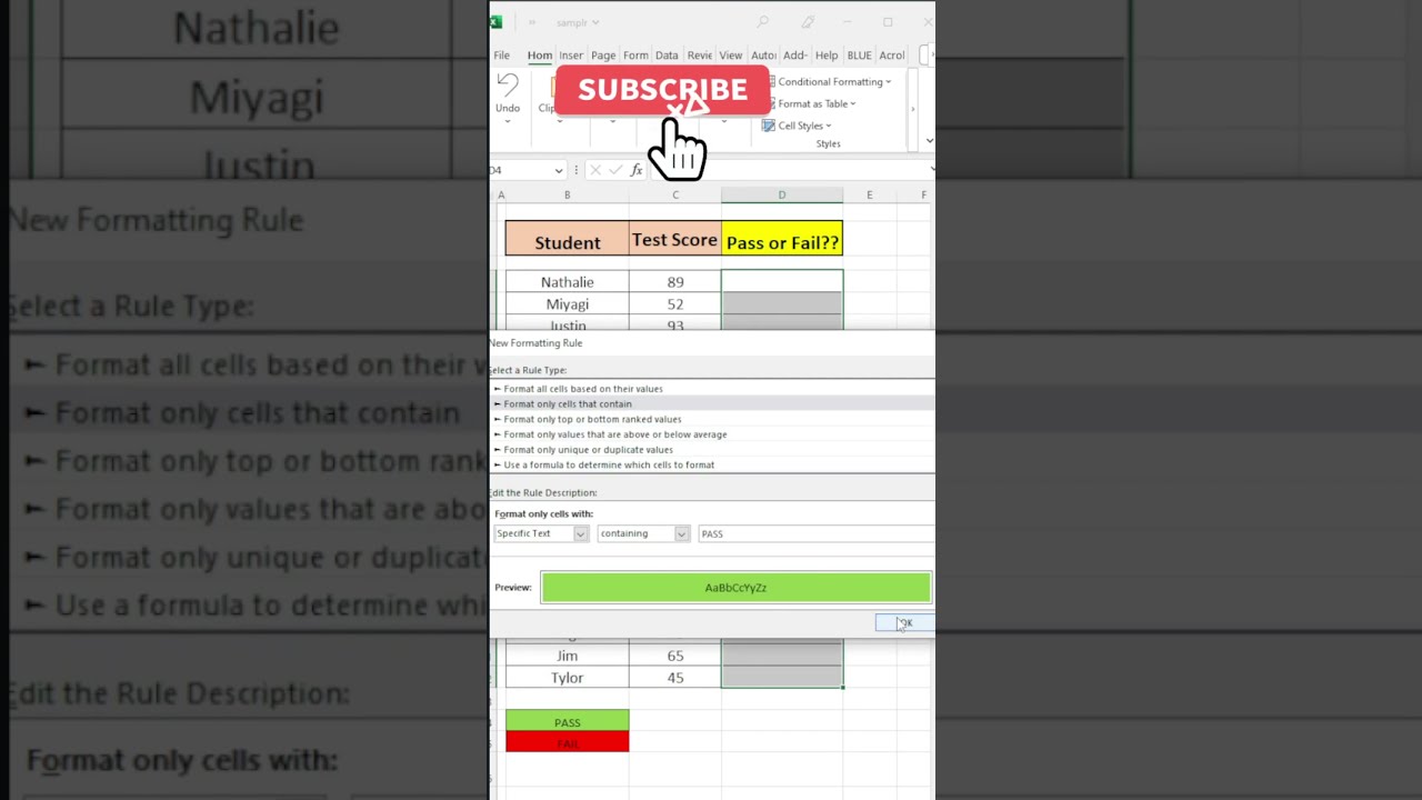 Excel Tips Quick WAY To Do A Test Score PASS Or FAIL shorts excel Excel Tips Quick WAY To Do A Test Score PASS Or FAIL shorts excel