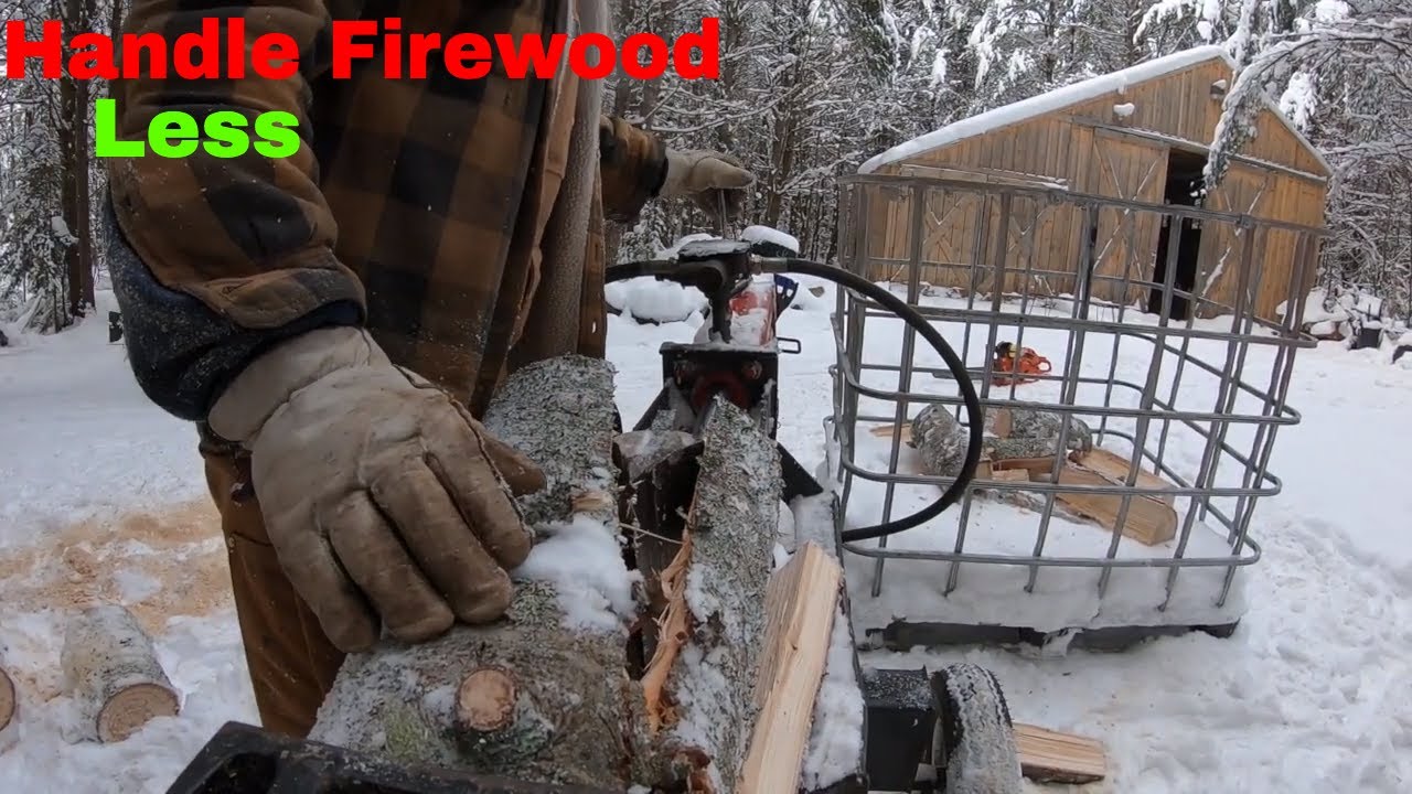 Cutting Splitting and Storing Firewood Fast - YouTube
