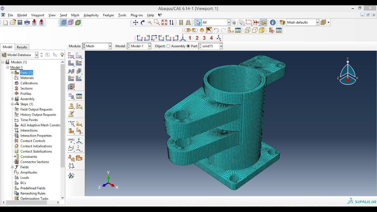 Abaqus Tutorial Videos - Meshing 3D Solid Part in Abaqus 6.14 - YouTube