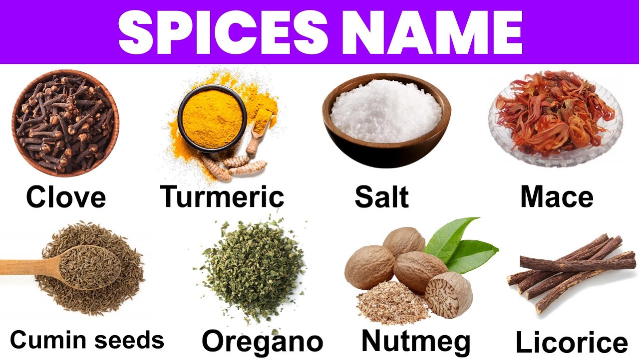 Spices vocabulary | Spices name in english with pictures | Spices name ...