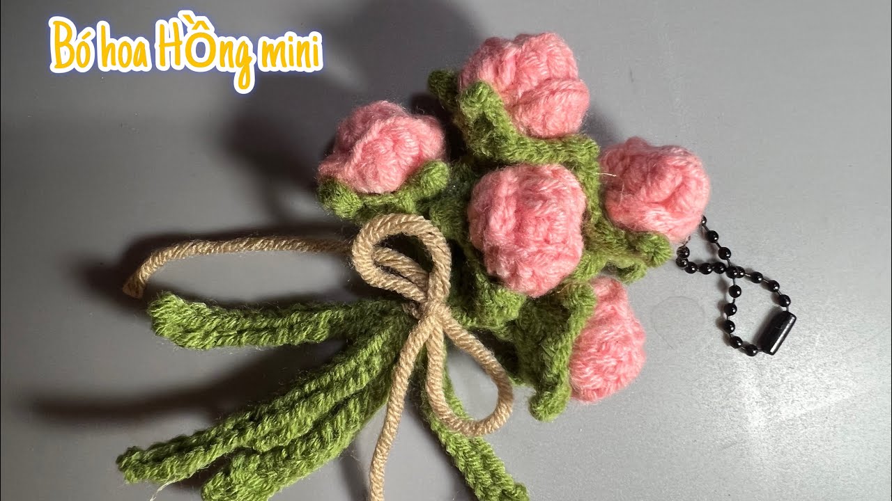 Bó hoa mini bằng len | crochet mini bouquet - YouTube