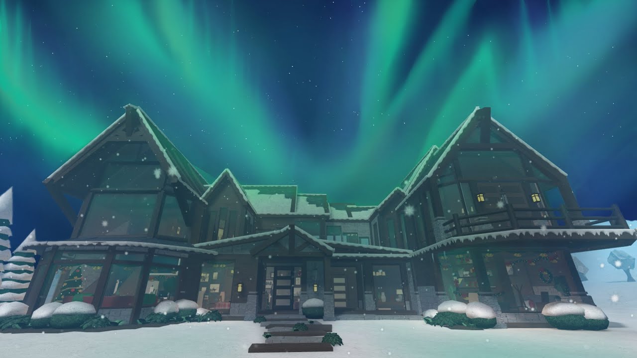 winter holiday snowy cabin house | Roblox Bloxburg | Hismariowith - YouTube