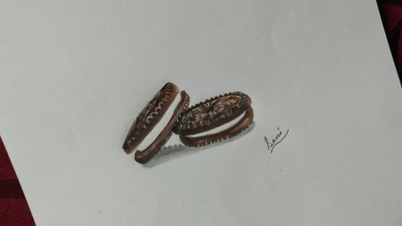 How to Drawing 3d Oreo Cookies(Biscuits)//Step by step Drawing//easy ...