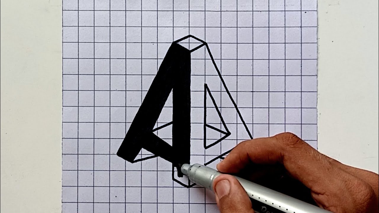 How to draw 3D Letters on Graph Paper - 3D Letter A Drawing #3ddrawing ...