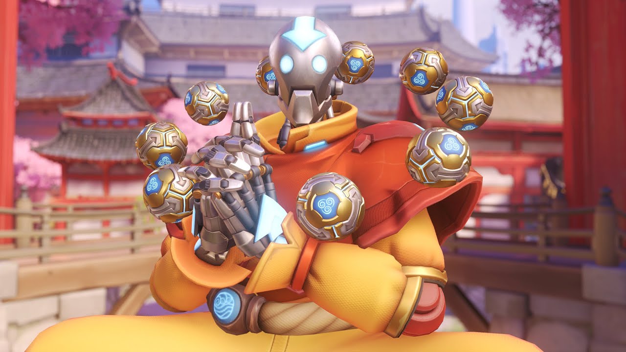 Aang Zenyatta Skin Preview | Gold Weapons | Overwatch x Avatar: The ...