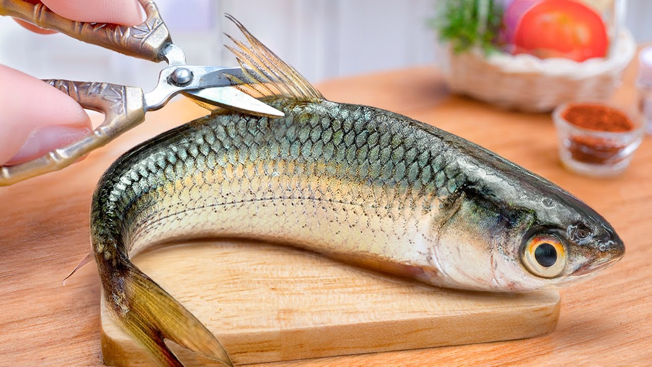 Satisfying Video Cooking Delicious Tiny Fish Fried in Miniature Kitchen ...