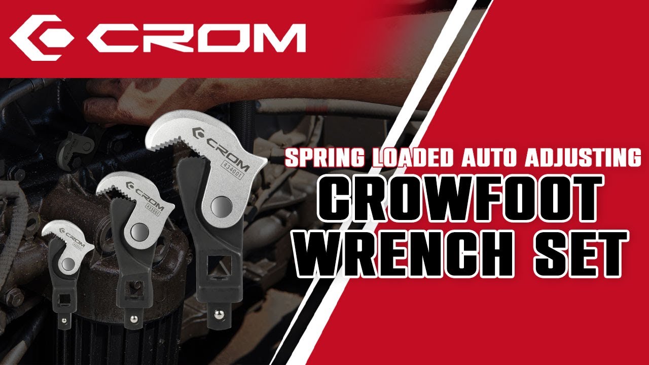 Spring Loaded Auto Adjusting Crowfoot Wrench Set | CROM Tool - YouTube