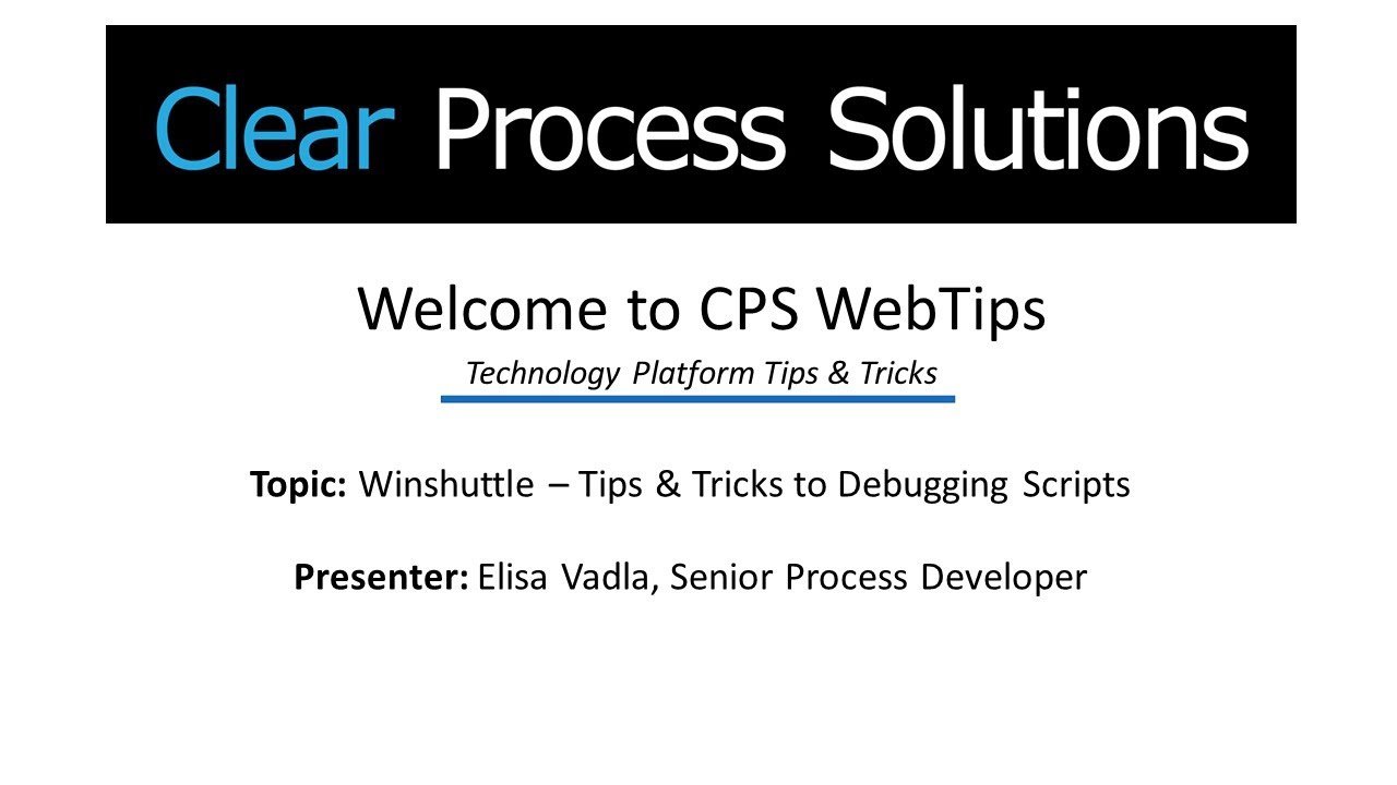 CPS WebTips: Winshuttle - Tips & Tricks to Debugging Scripts - YouTube