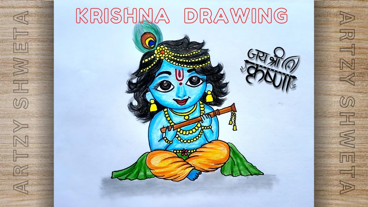 How to Draw Krishna ️😍 | Krishna Drawing for Kids ♥️🥰 | Krishna ...