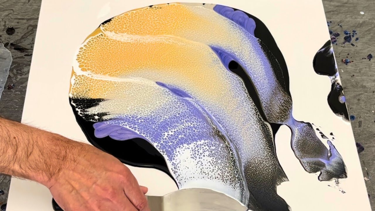 Stunning Golden Violet Sunset ☀️- Acrylic Pouring for Beginners - YouTube