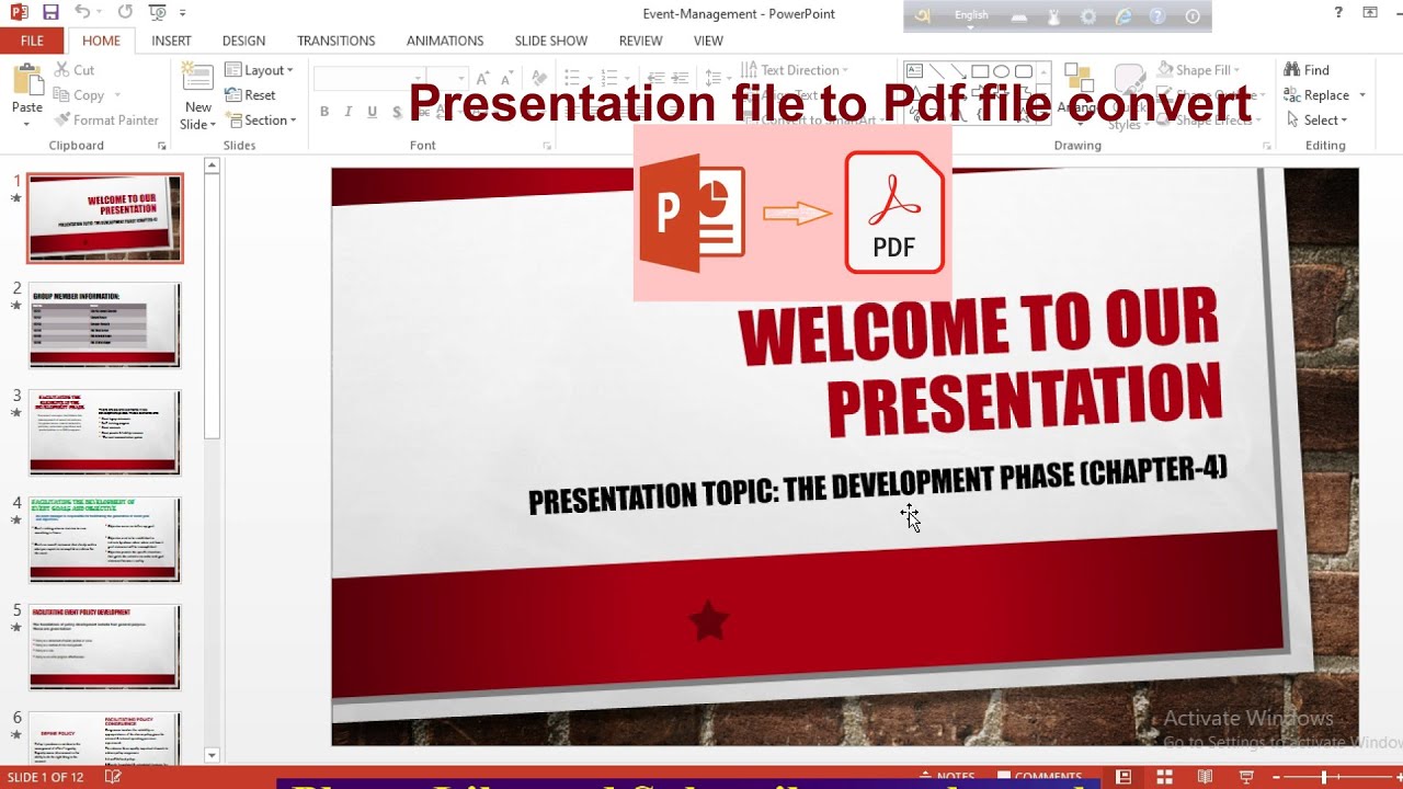 How to convert Presentation file to Pdf file - YouTube