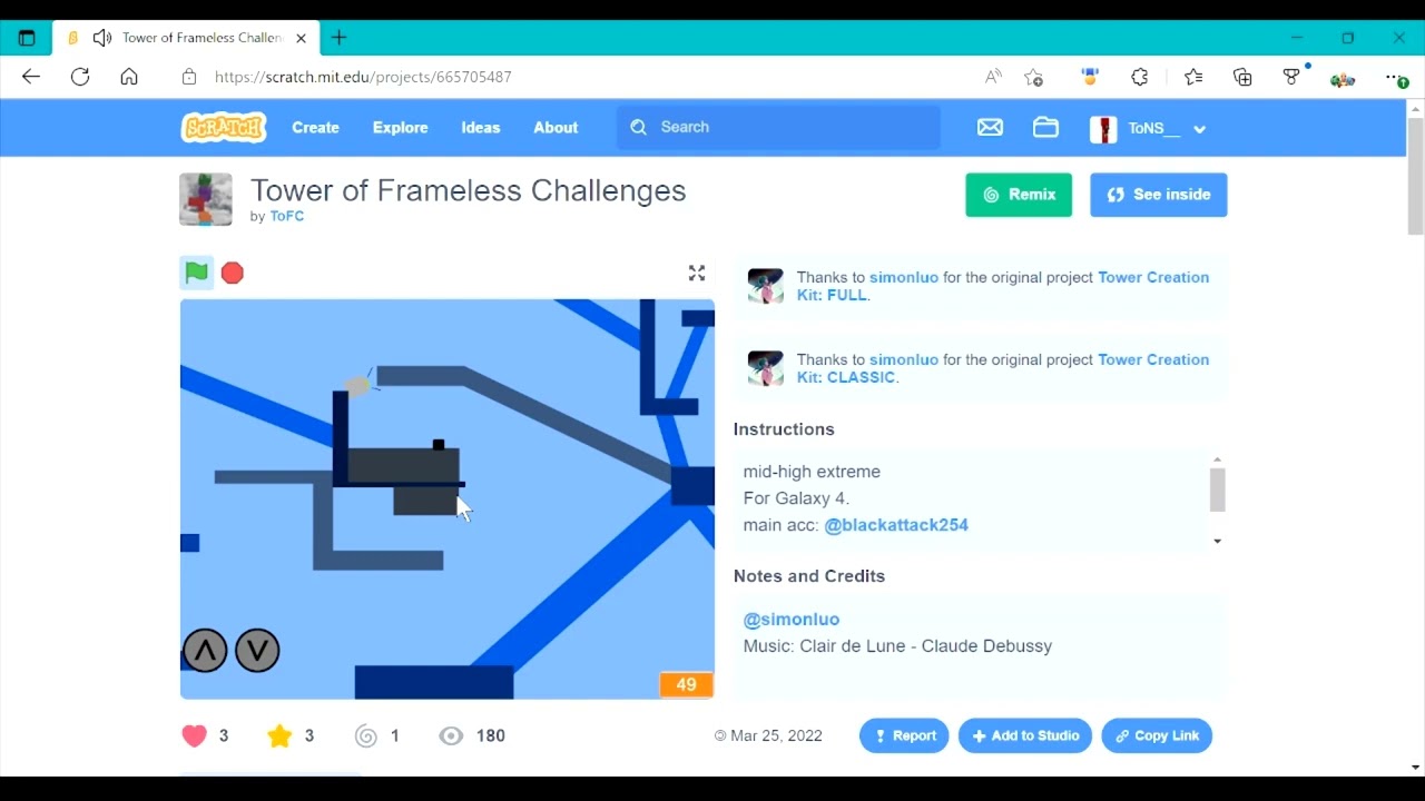 [FIRST VICTOR] JToH in Scratch - Tower of Frameless Challenges - YouTube