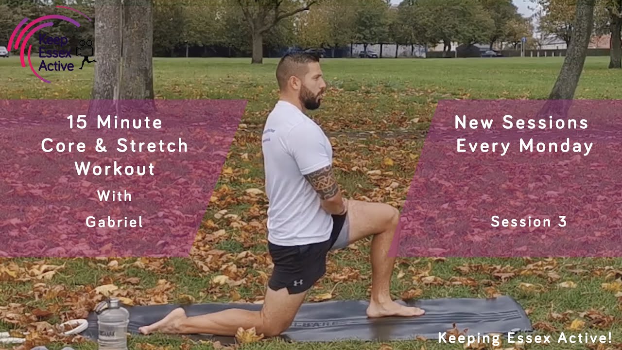 15 Minute Core & Stretch Session | Work Out with Gabriel | Session 3 ...