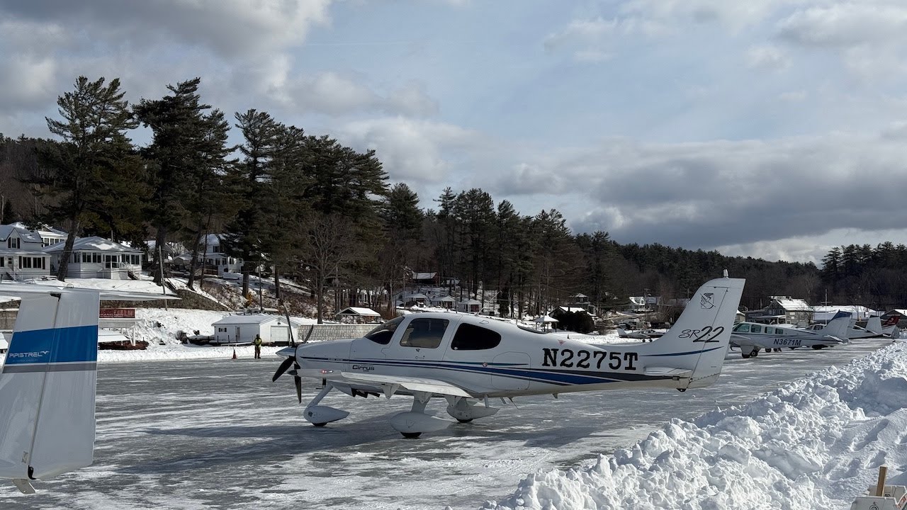 Aircraft In and Out on Winnipesaukee Ice Runway | Alton Bay, NH - YouTube