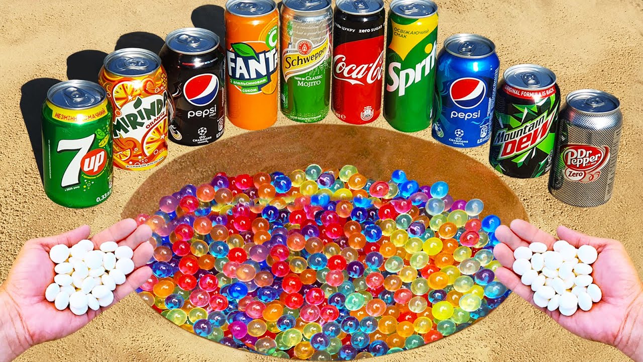 Experiment ! Coca Cola, Mtn Dew, Fanta, Mirinda, Sprite, Pepsi vs ...