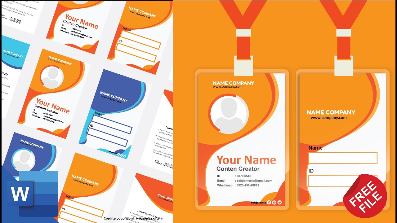 Free File : Membuat Desain Name Tag Microsoft Word - YouTube